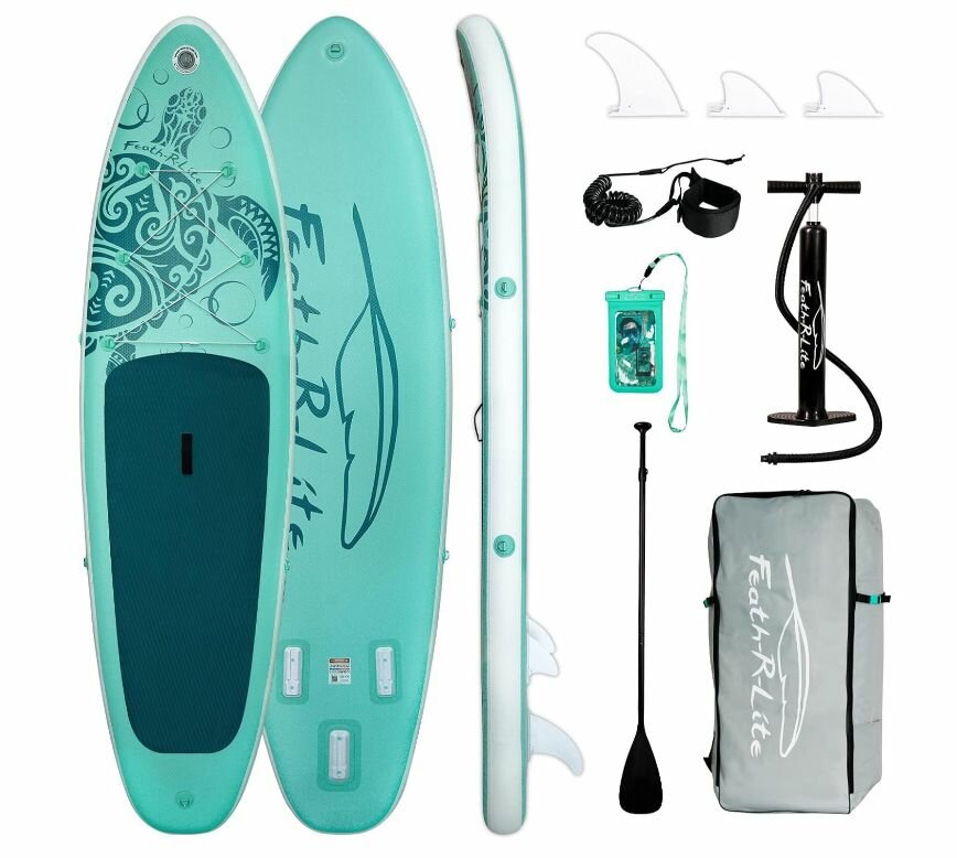 Sup board надувная Funwater Green Turtle с веслом, двухслойный кант, 320 х 83 х 15 см