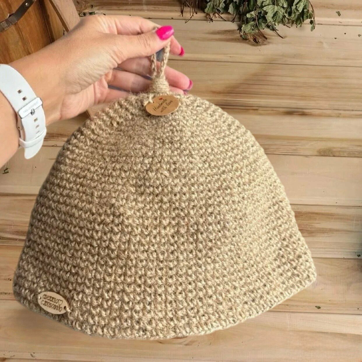 Шапка для бани, шапка из джута, шапка для сауны, размер универсальный