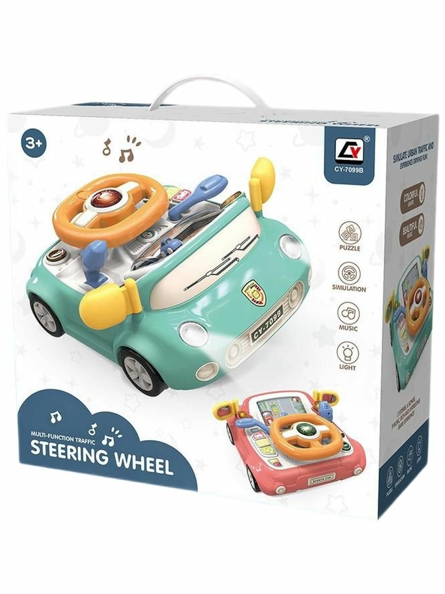 Музыкальный руль "Крутые гонки"/Детские развивающие музыкальные игрушки с мелодиями Шаинского, стихами, песнями, правилами дорожного движения, plB
