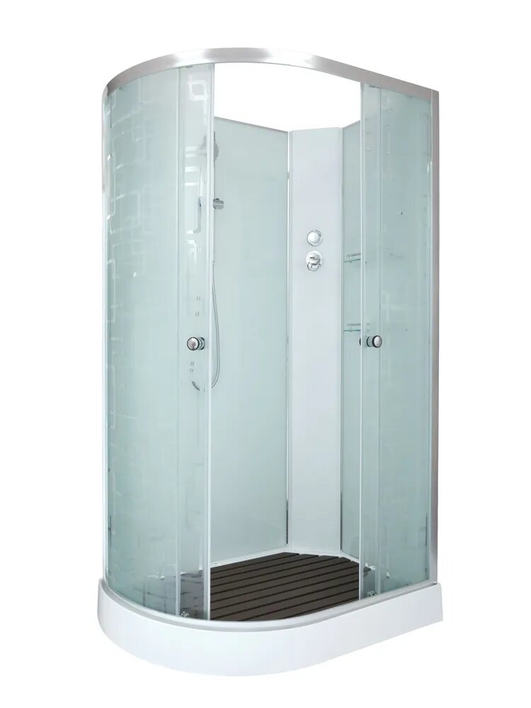 Душевая кабина DTO без крыши с низким поддоном, матовое стекло с узором, 110х80х208 см, серия EM