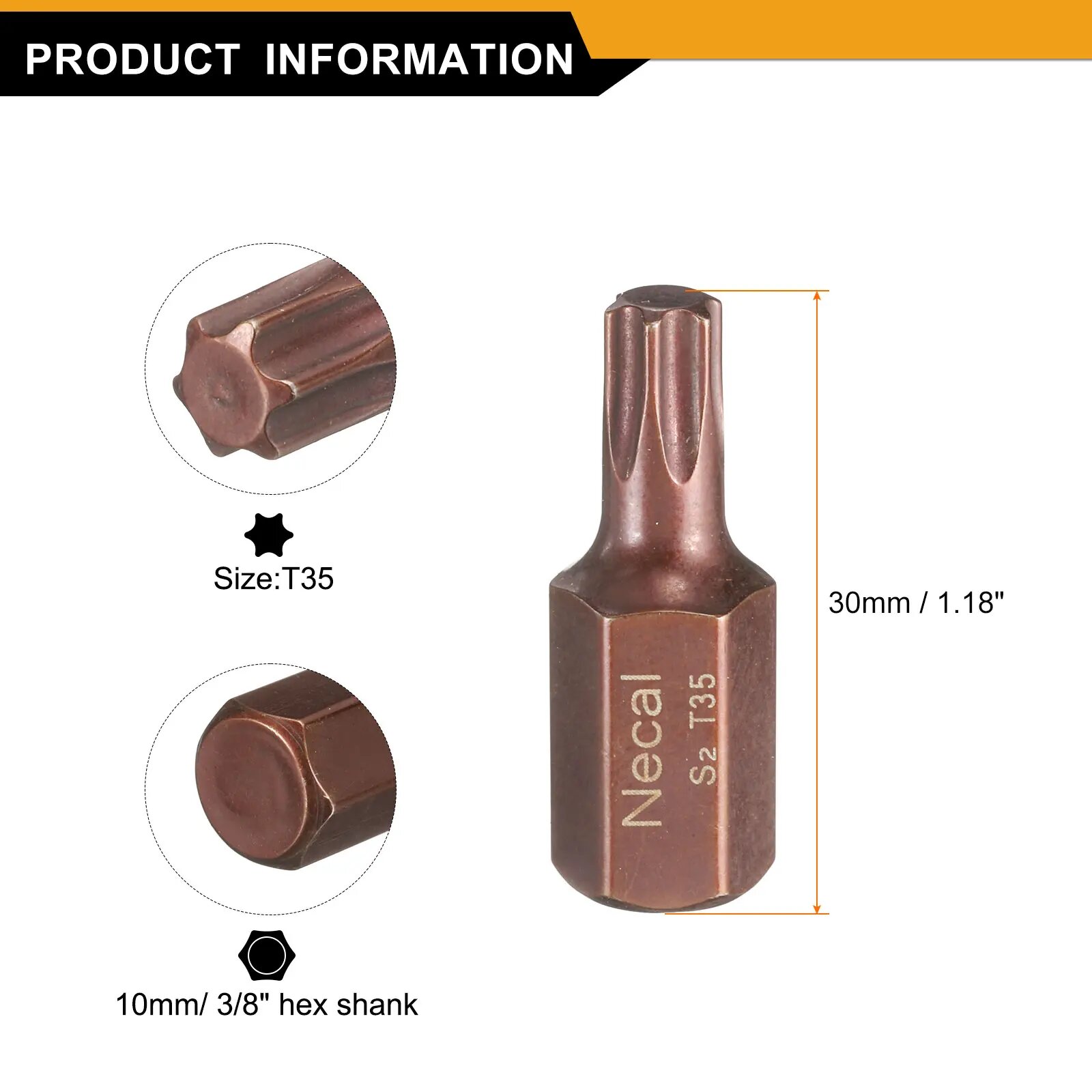 UXCELL Отвертки биты Torx T20 T25 T27 T30 T35 T40 T45 T50 стальные 30 мм 1pcs, T35