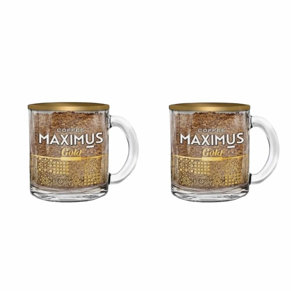 MAXIMUS Кофе растворимый Gold, в стеклянной кружке, 70 г, 2 шт