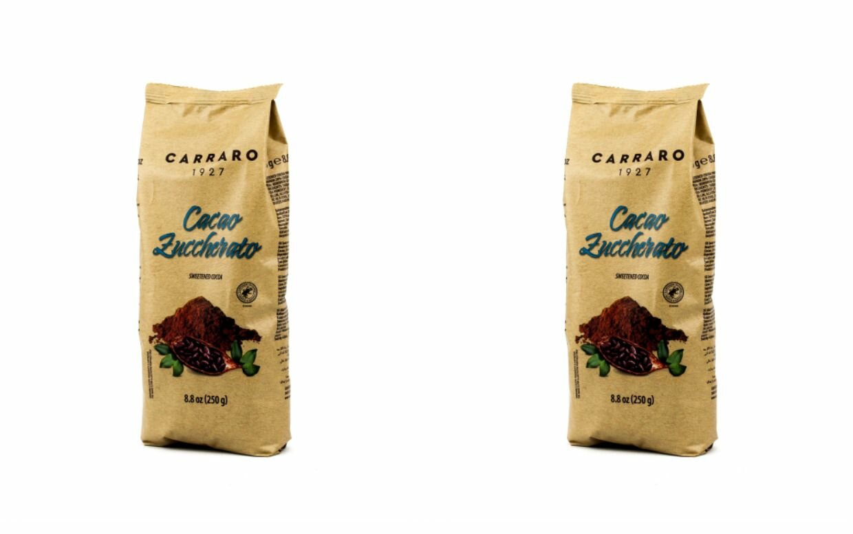 Carraro Какао растворимое Sugar Zuccherato, 250 г, 2 уп