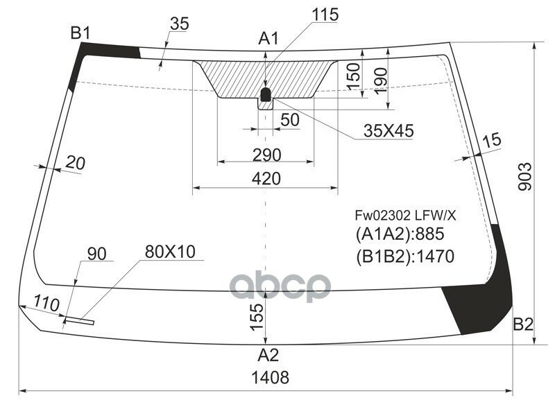 Стекло лобовое Pontiac Vibe 02-08 / Toyota Matrix 02-07 XYG арт. FW02302 LFW/X