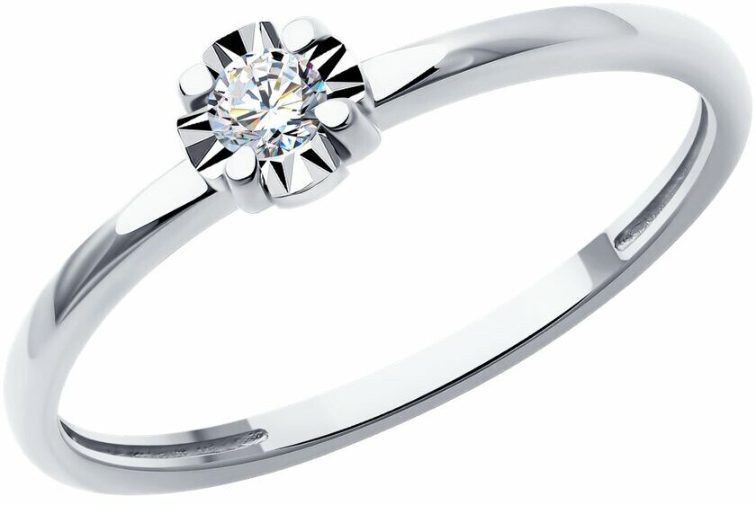 Кольцо помолвочное, белое золото, 585 проба, бриллиант