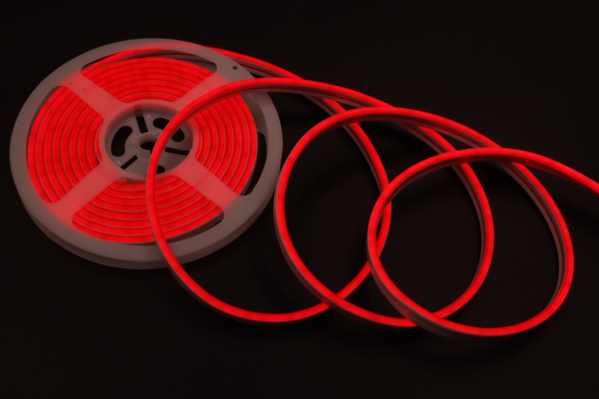 Гибкий неон Redigle 11W 6*12ММ 12V IP67 (Силикон), Красный, 5 м