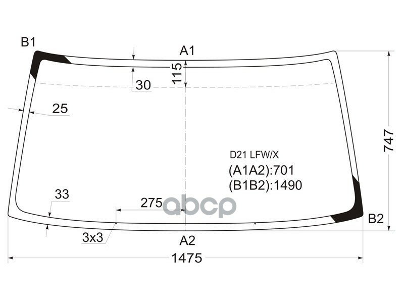 Стекло лобовое Nissan Terrano 86-96 / Datsun 85-02 XYG арт. D21 LFW/X