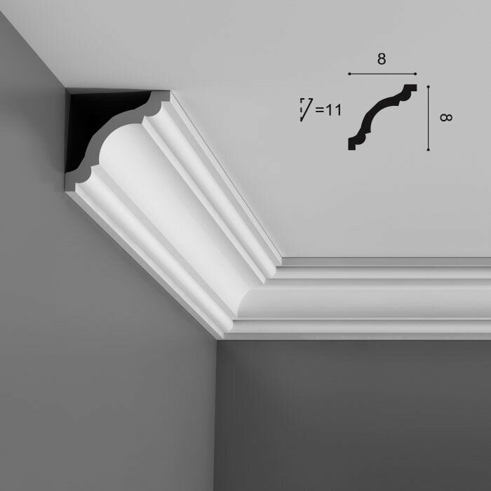 Карниз Гладкий Orac Decor CX123 Д200xШ8xВ8 см Лепнина из Дюрополимера / Орак Декор.