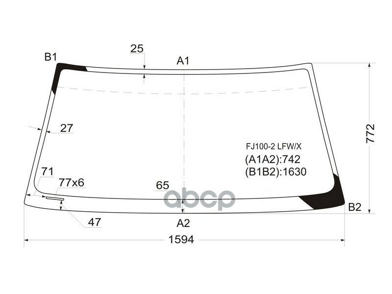 Стекло лобовое Toyota Land Cruiser (J100) 98-07 / Land Cruiser Cygnus 98-07 XYG арт. FJ100-2 LFW/X