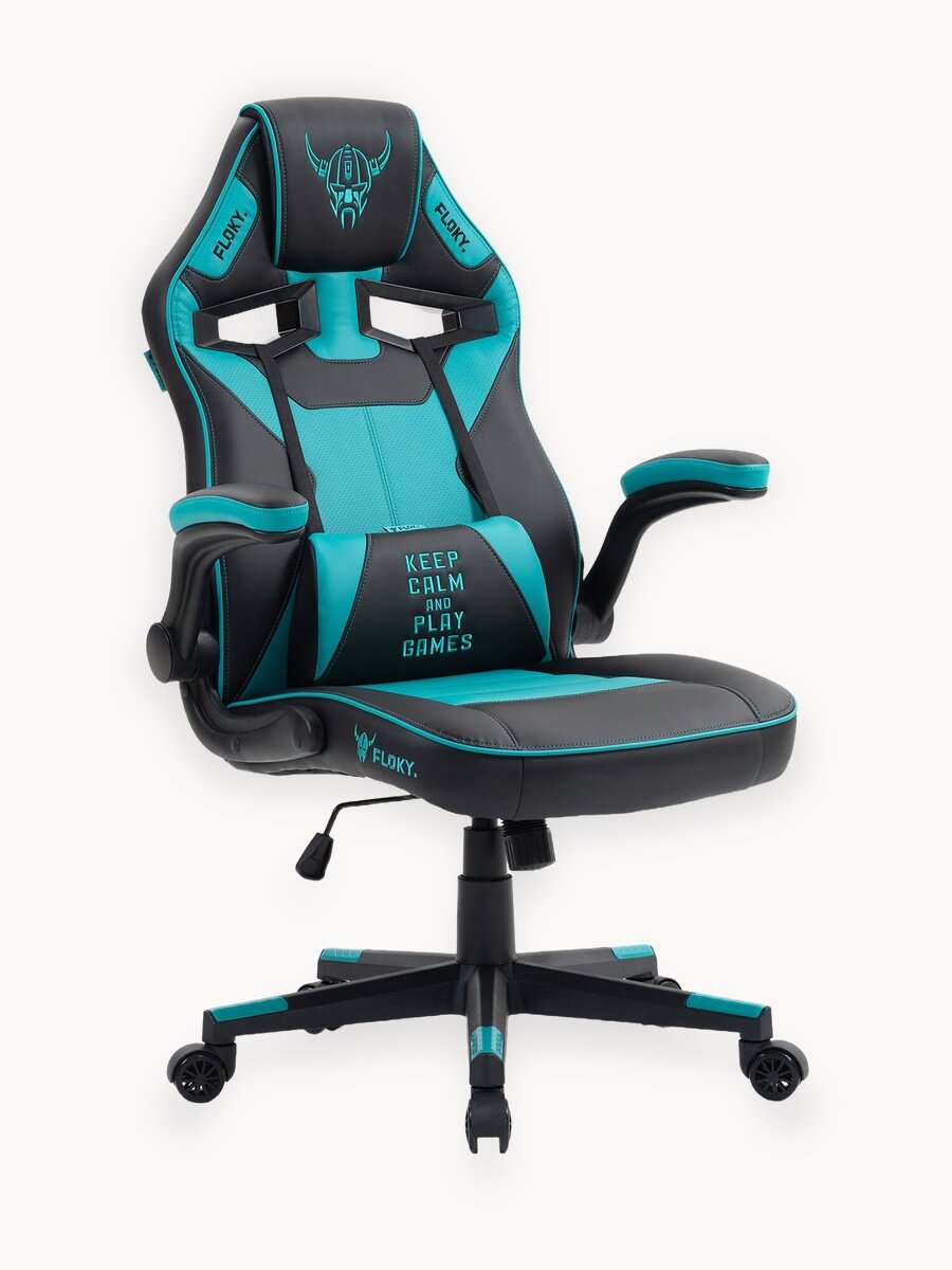Игровое компьютерное кресло FLOKY Asgard Mint, с откидными подлокотниками. Эргономичное кресло для геймера и офиса