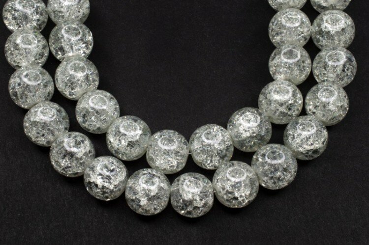 Бусина круглая с эффектом кракле, диаметр 12мм, отверстие 1,5мм, цвет прозрачный, 550-103, 10шт