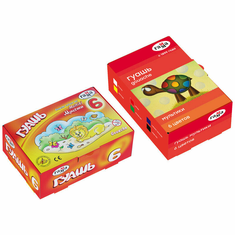 Гуашь Гамма "Мультики", 06 цветов, 20мл, картон. упаковка, 001396