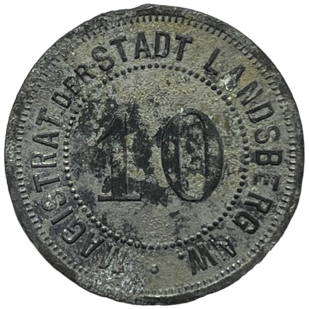 Германия, Германская империя, Ландсберг-ан-дер-Варте 10 пфеннигов 1917 г. (Zn) (22.5 мм.) (Лот №3)
