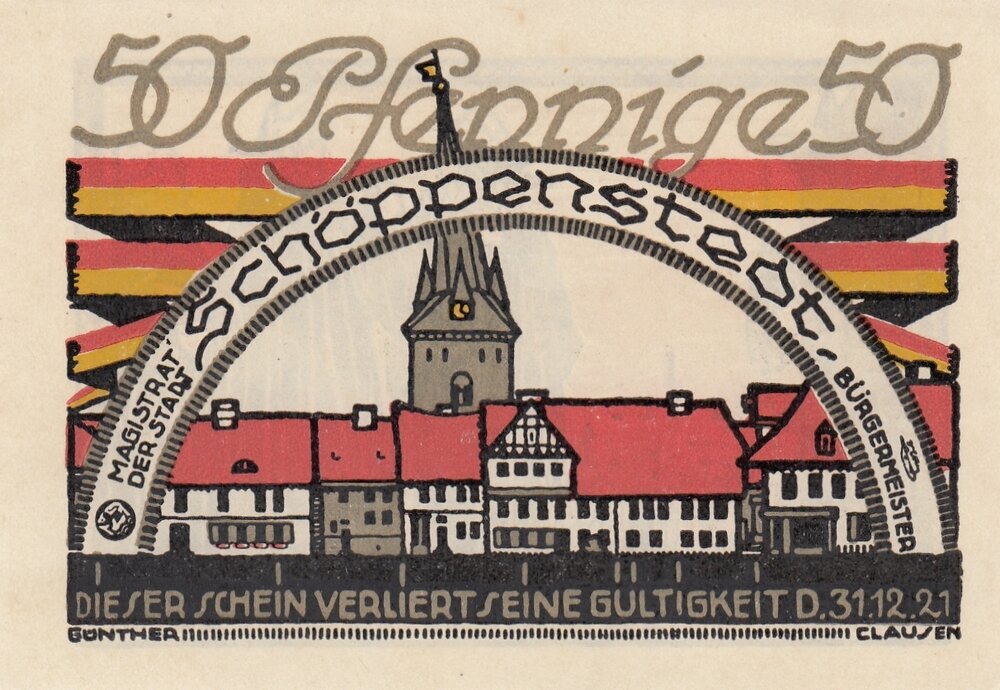 Германия (Веймарская Республика) Шёппенштедт 50 пфеннигов 1921 г. (№6) (3)
