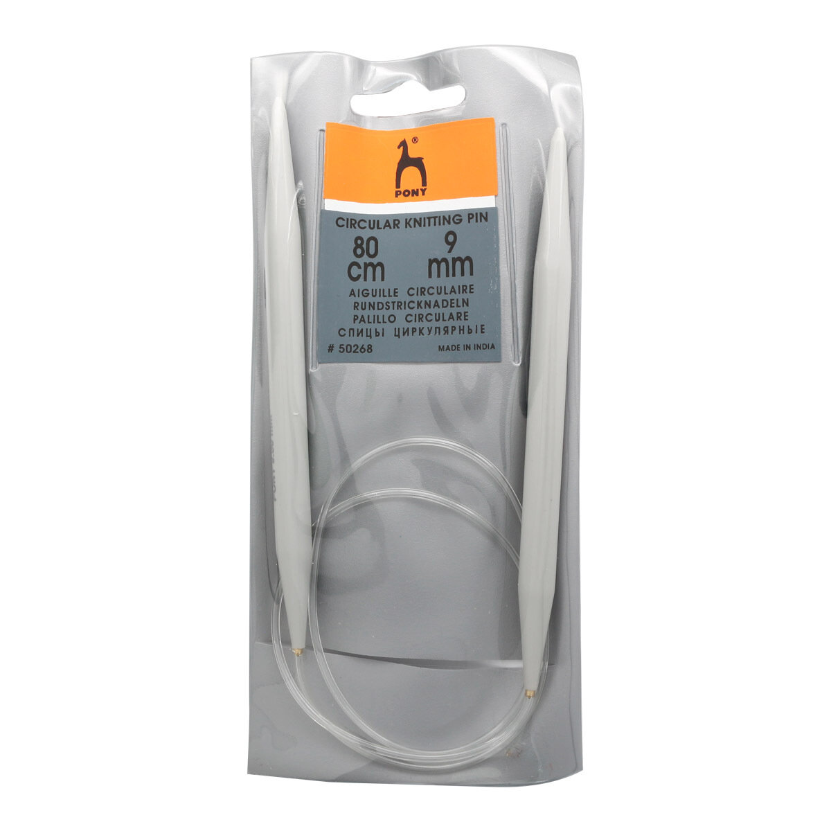 50268 Спицы вязальные круговые 9,00мм*80см, пластик PONY