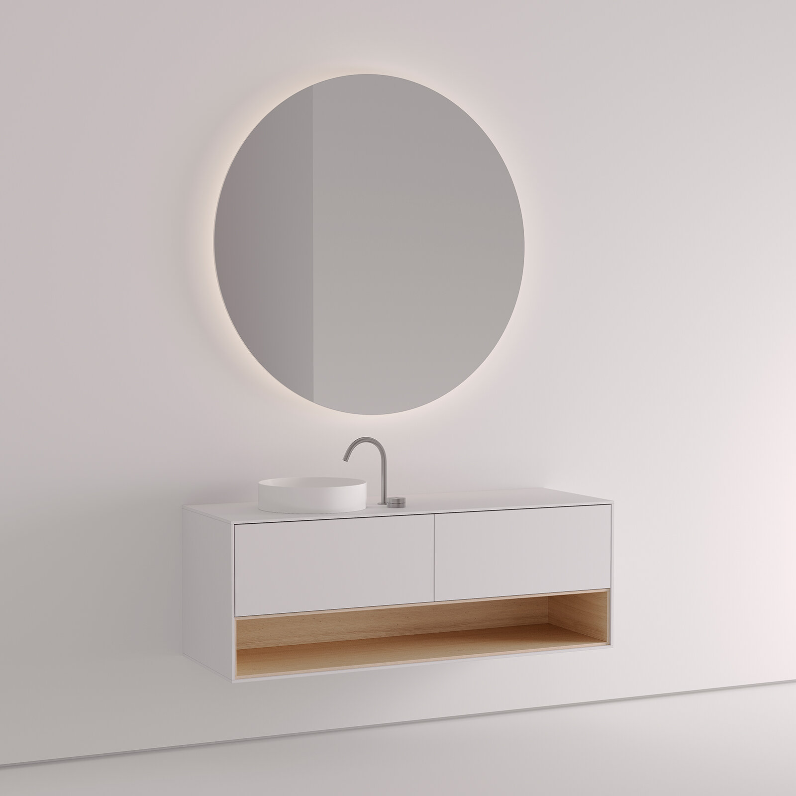 Тумба подвесная под две раковины 150 см. Vivomobili BIANCO ALASKA