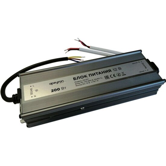 Блок питания Apeyron 12V 200W 67 IP 16,7A 03-107