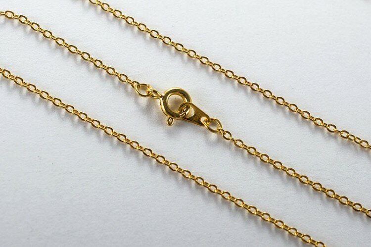 Цепочка с карабином длина 45см, звено овальное 2х1,5мм, цвет золото, латунь, 27-027, 1шт