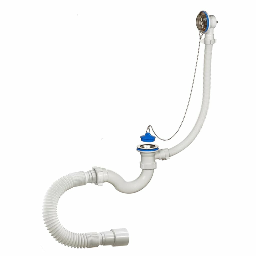 Сифон для ванны, гофрированный, 40х40/50, с выпуском, Orio, А-40089