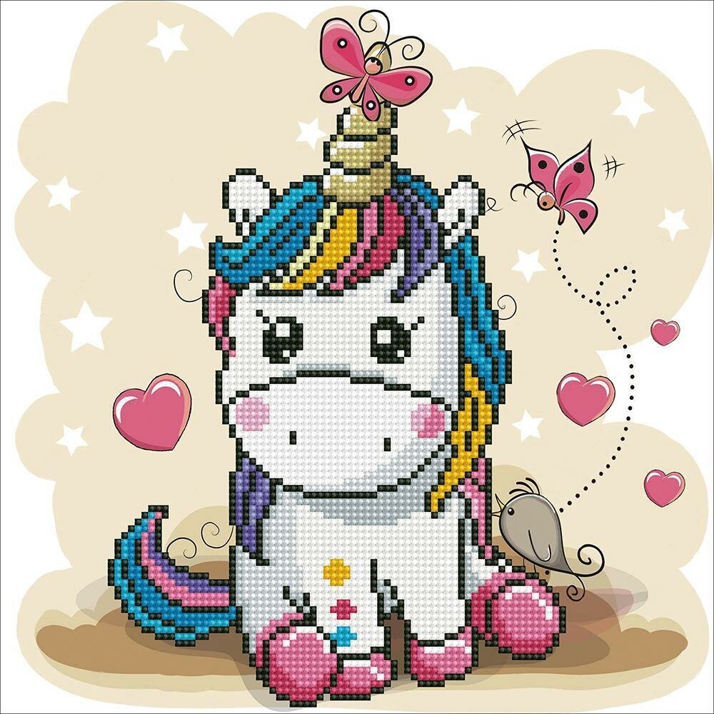 Кристальная (алмазная) мозаика фрея ALV-90 "Радужный единорог"