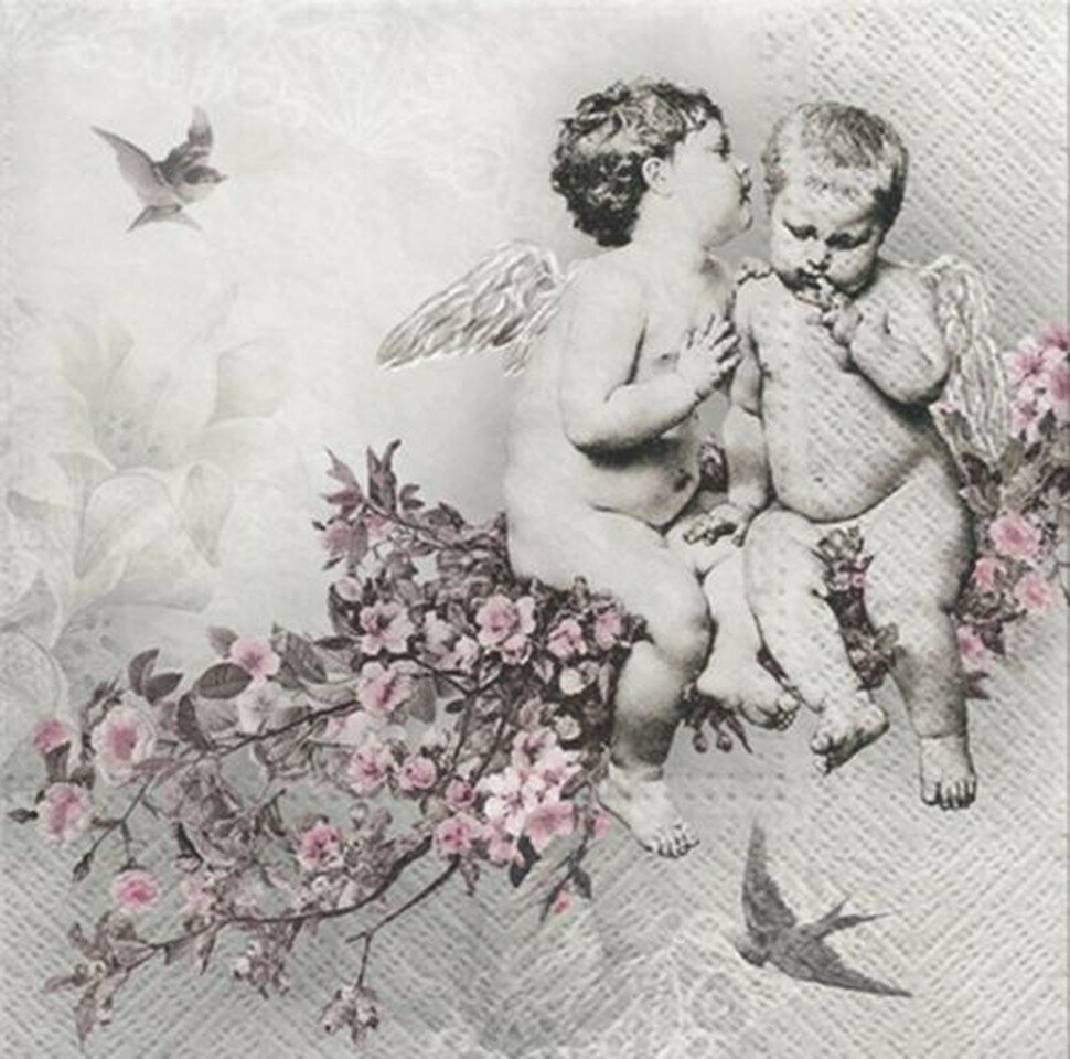 #SDL076300 Салфетка трехслойная для декупажа "Ангельский шик" 33 x 33 см PAW Decor Collection 4 шт