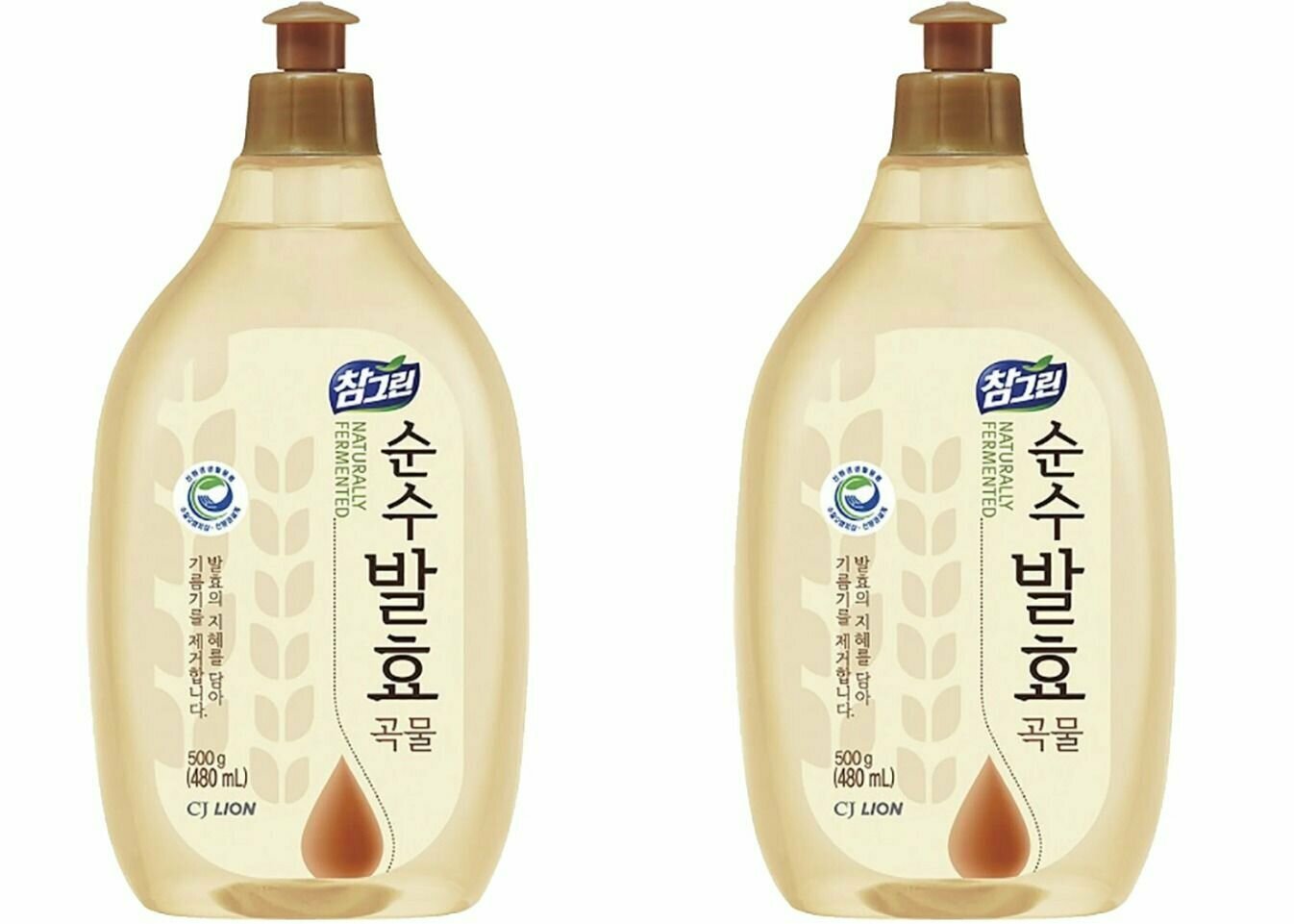 LION Средство для мытья посуды, овощей и фруктов Chamgreen Ferment Grain 500г/480мл - 2 штуки