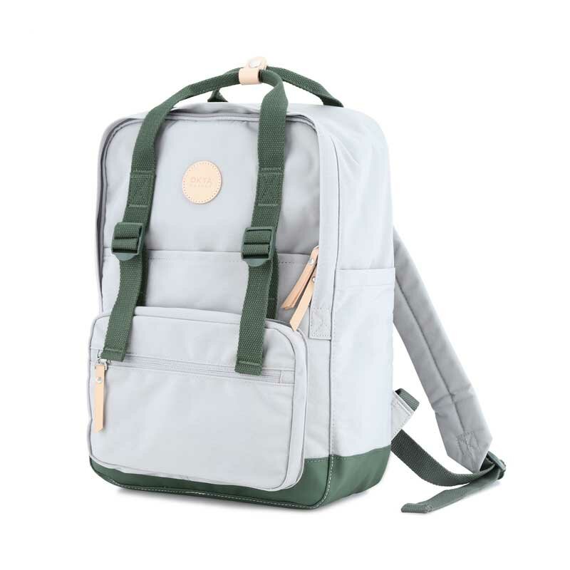 Рюкзак Okta by Himawari 1085B Vintage 14" Light Grey/Green, светло серый с зеленым