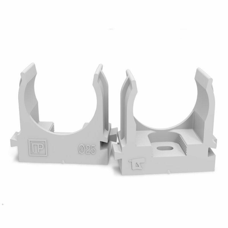 Держатель для монтажного пистолета (клипса) d25мм в п/э сер. Промрукав PR13.0121 (100 штук упак.)