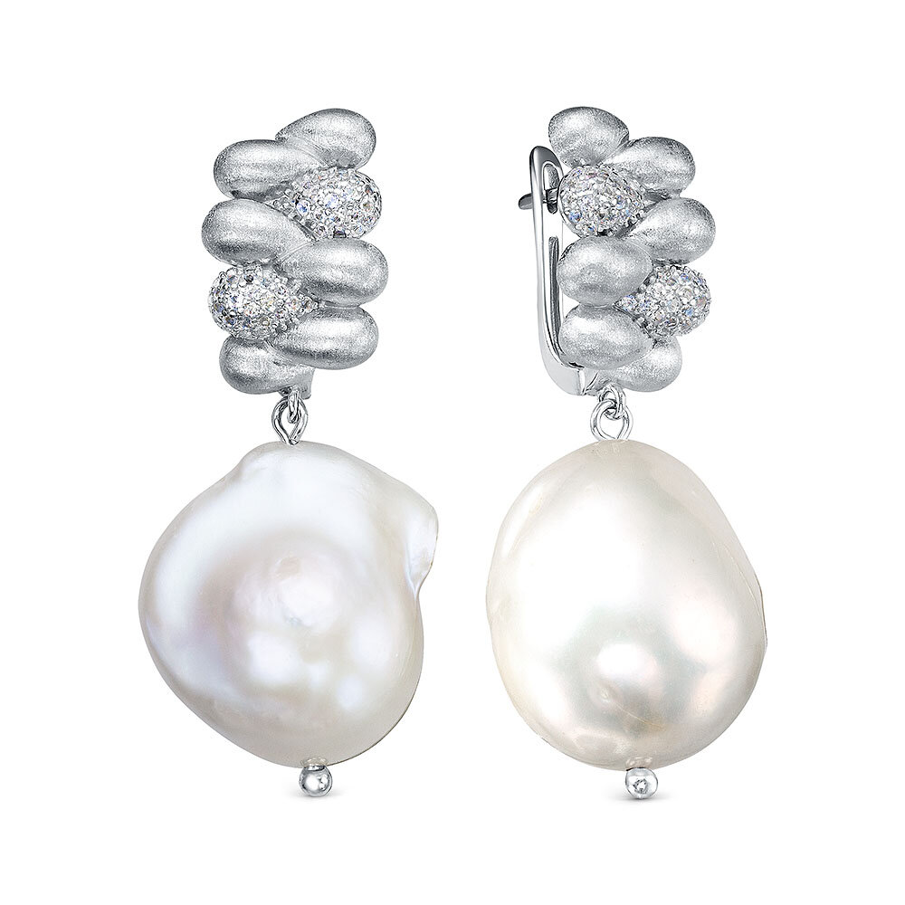 Серьги, серебро, 925 проба, жемчуг