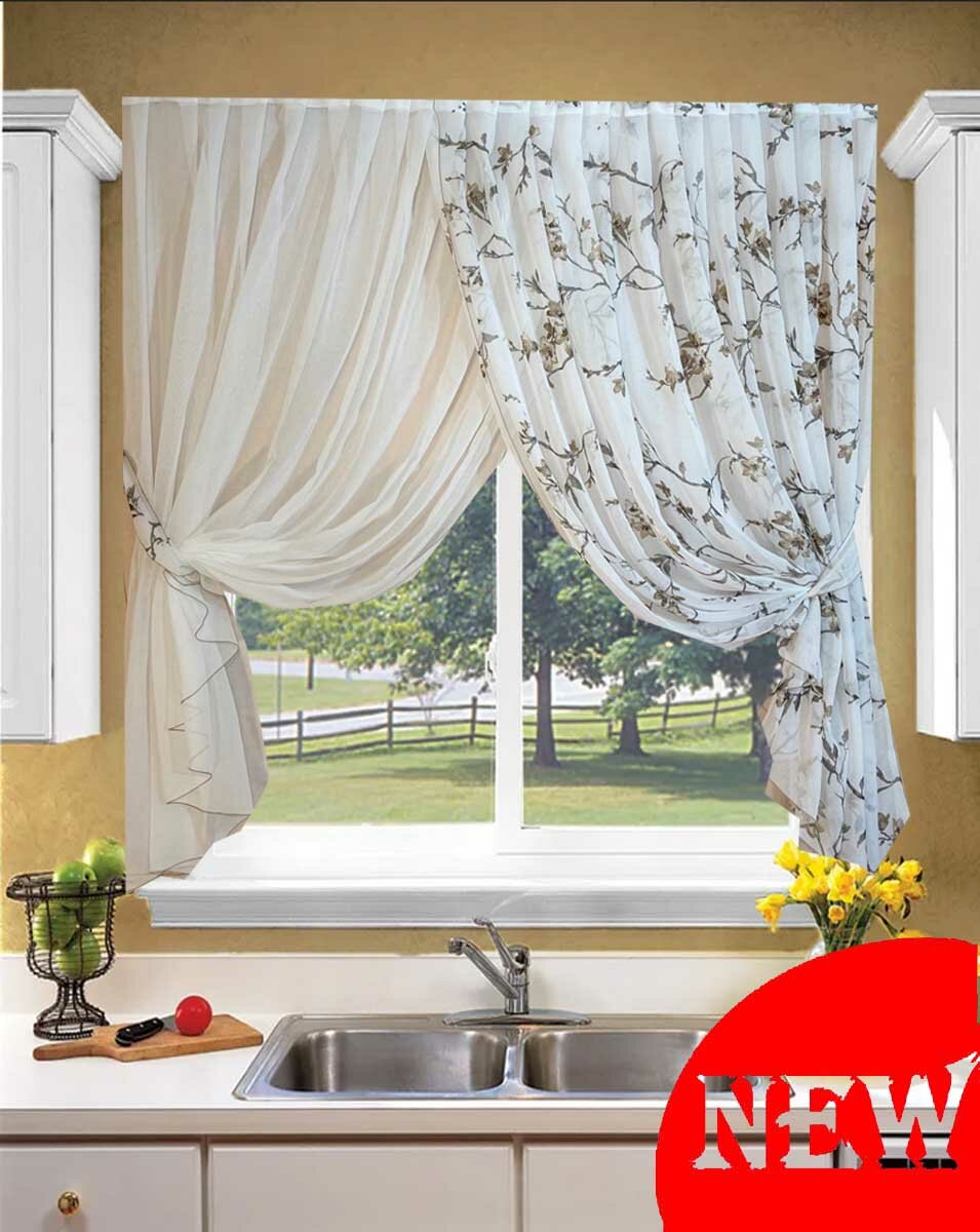 Шторы тюль занавески арка короткие для кухни лен
