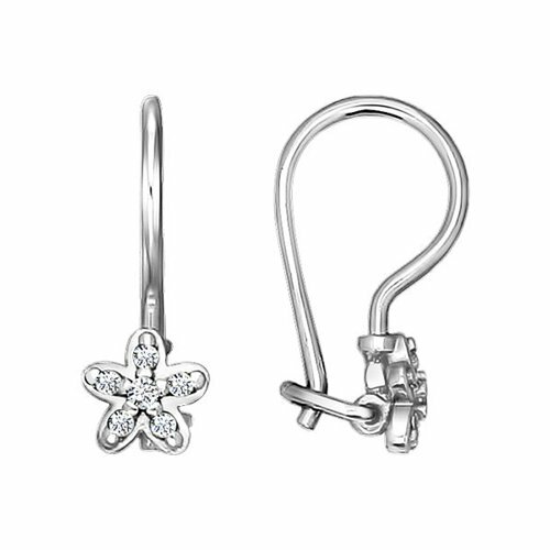 Серьги, серебро, 925 проба, родирование, фианит