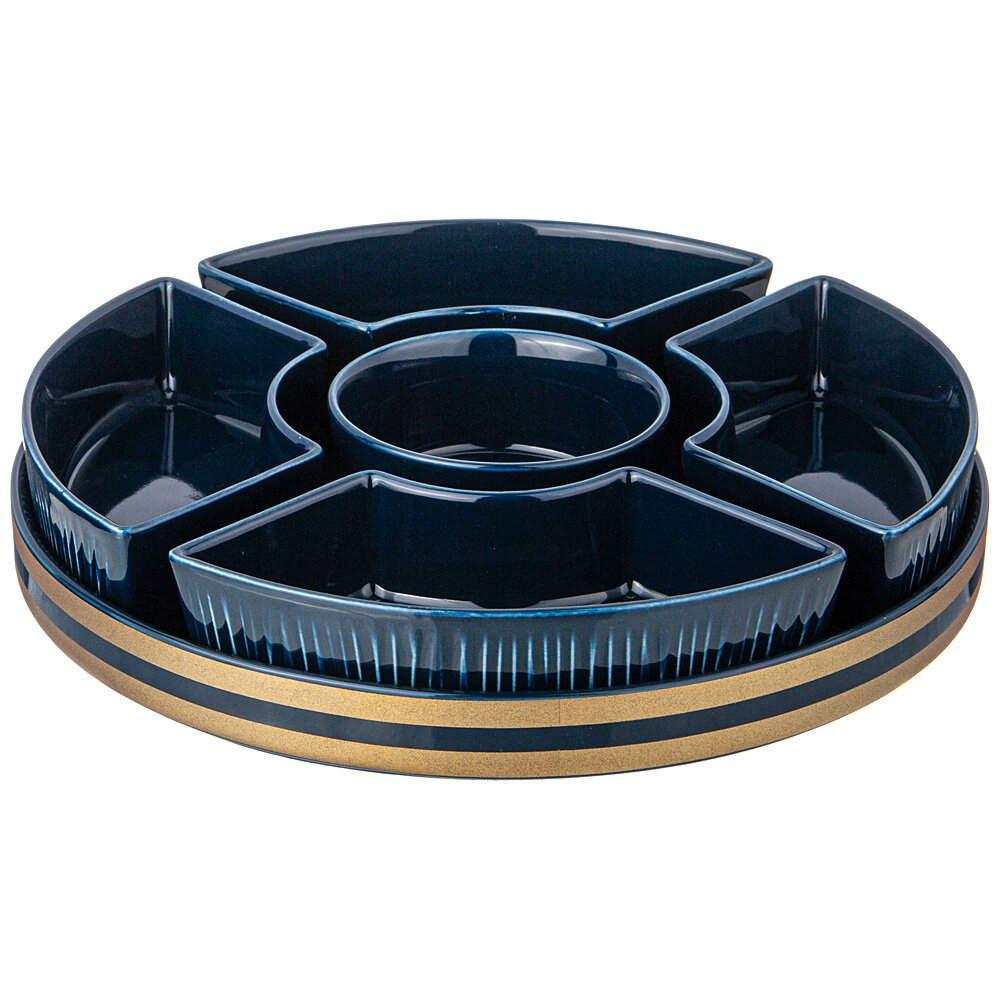 Менажница lefard 42-497 herbal 5 секции на подставке синяя