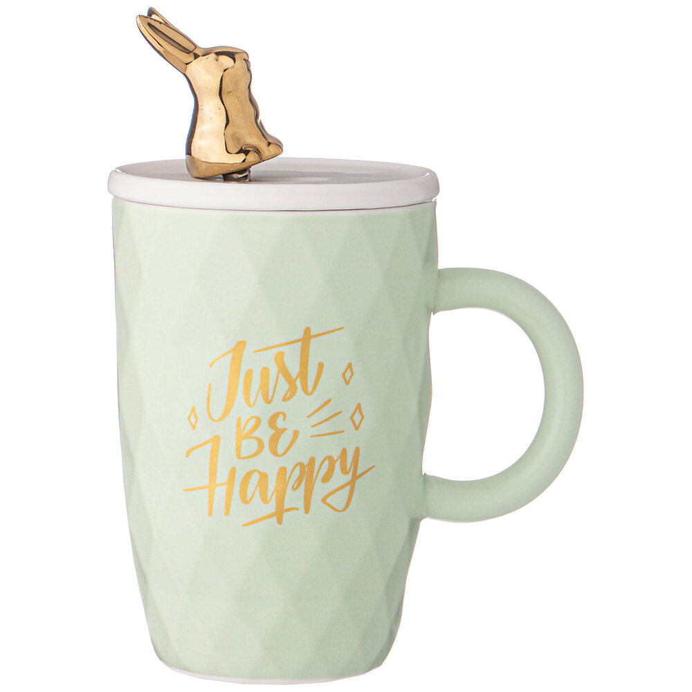 Кружка 90-1094 lefard с крышкой и ложкой bunny 390 мл, мятная