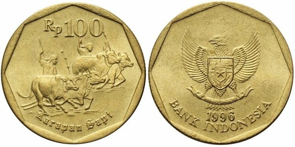 Индонезия 100 рупий, 1991-1998 Карапан Сапи XF