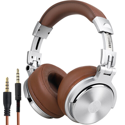 Наушники Oneodio Studio Pro 30 полноразмерные 3.5/6.3 - два съёмных кабеля серебристо-коричневые