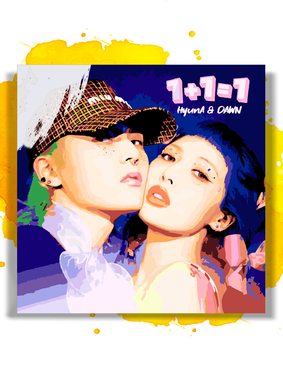 Картина по номерам на холсте HyunA and DAWN Хёна и Дон, 50 х 50 см