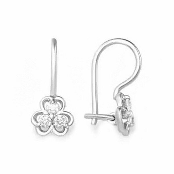 Серьги, серебро, 925 проба, родирование, фианит