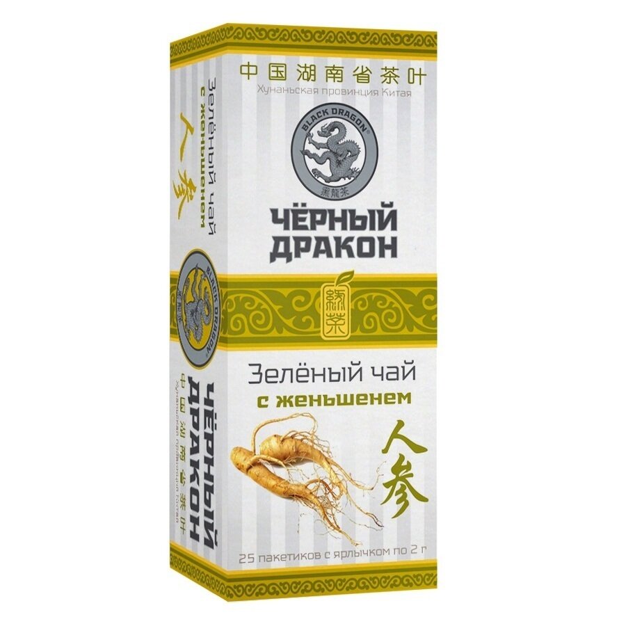 Зеленый чай с женьшенем Черный дракон 50 г 25пак