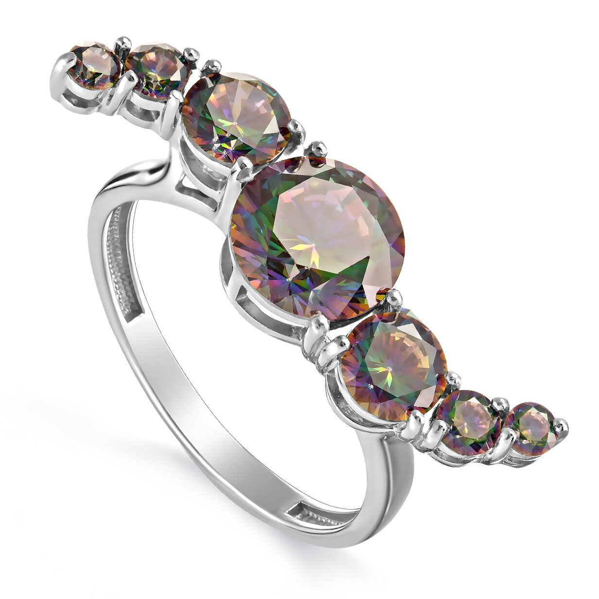 Кольцо, серебро, 925 проба, фианит