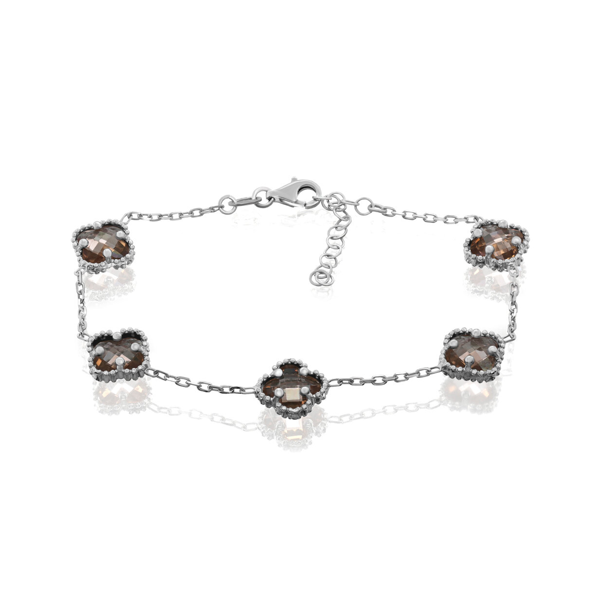 Браслет-цепочка, серебро, 925 проба, родирование, алпанит