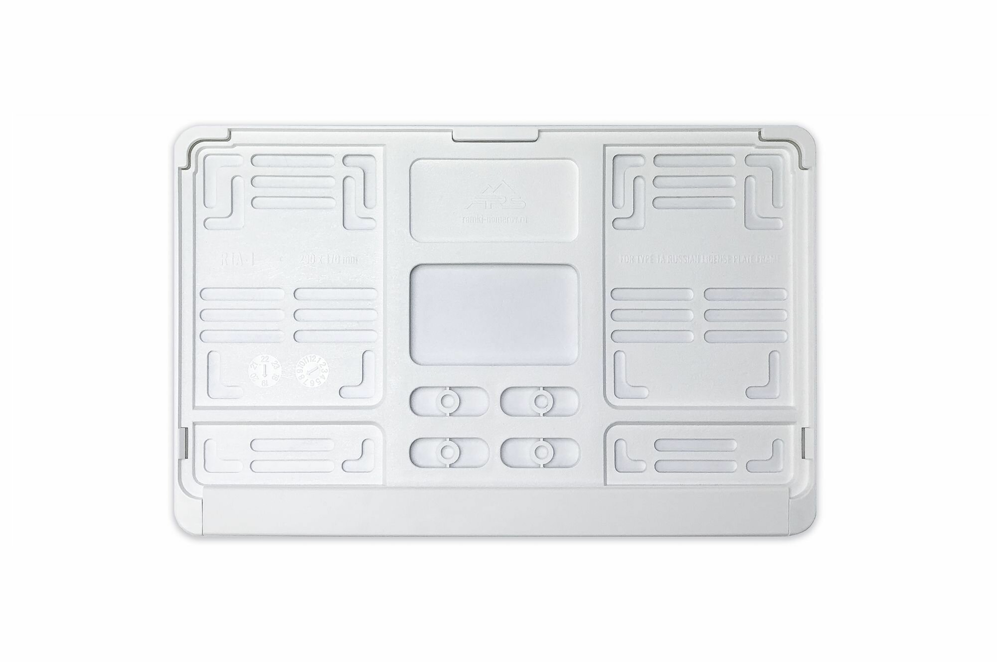 Рамка автомобильного номера квадратная 290х170 белая чистая RA-1.4