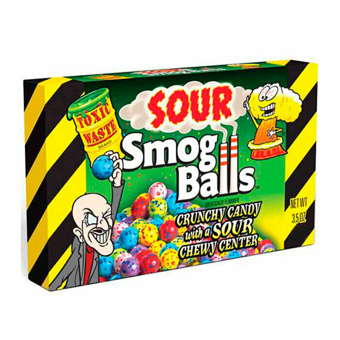 Драже с кислой начинкой Toxic Waste Smog Bolls, 85г Картонная коробка