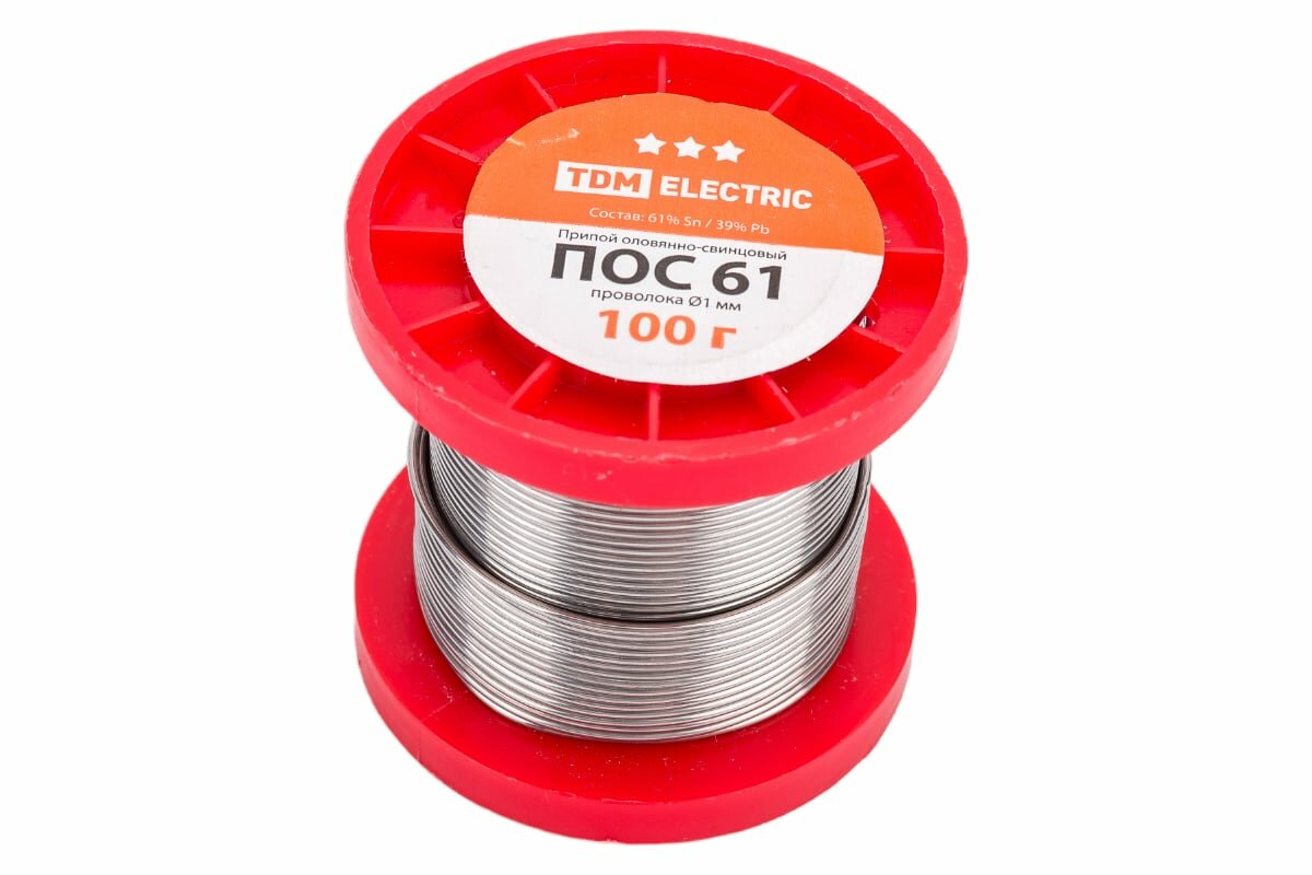 TDM ПОС 61 проволока 1 мм, 100 г, ГОСТ 21931-76, серия Алмаз, катушка SQ1025-0313