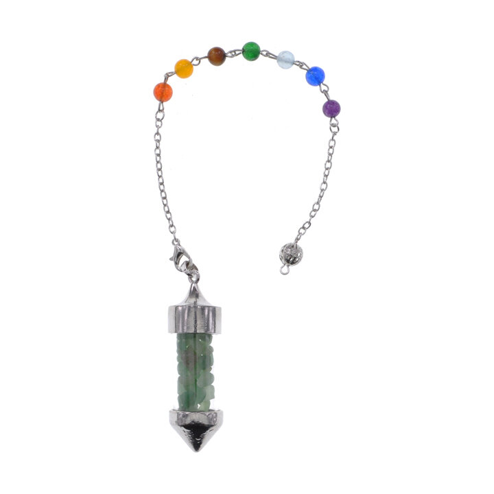 Маятник для биолокации 7 Чакр, натуральный камень Нефрит, размеры маятника: 5,5х1,5см, длина цепочки: 19,5см. Foresta di Odori