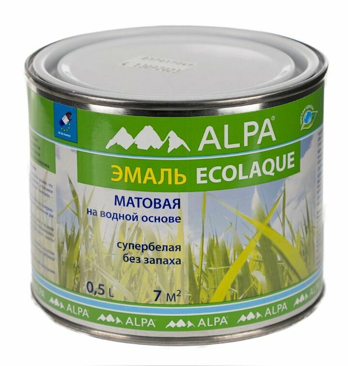 Эмаль матовая ALPA Ecolaque белая 0,5 л