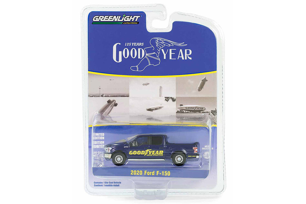 Ford F-150 пикап "goodyear airship operations - 125 years goodyear" 2020 blue (длина модели 6-10 см)