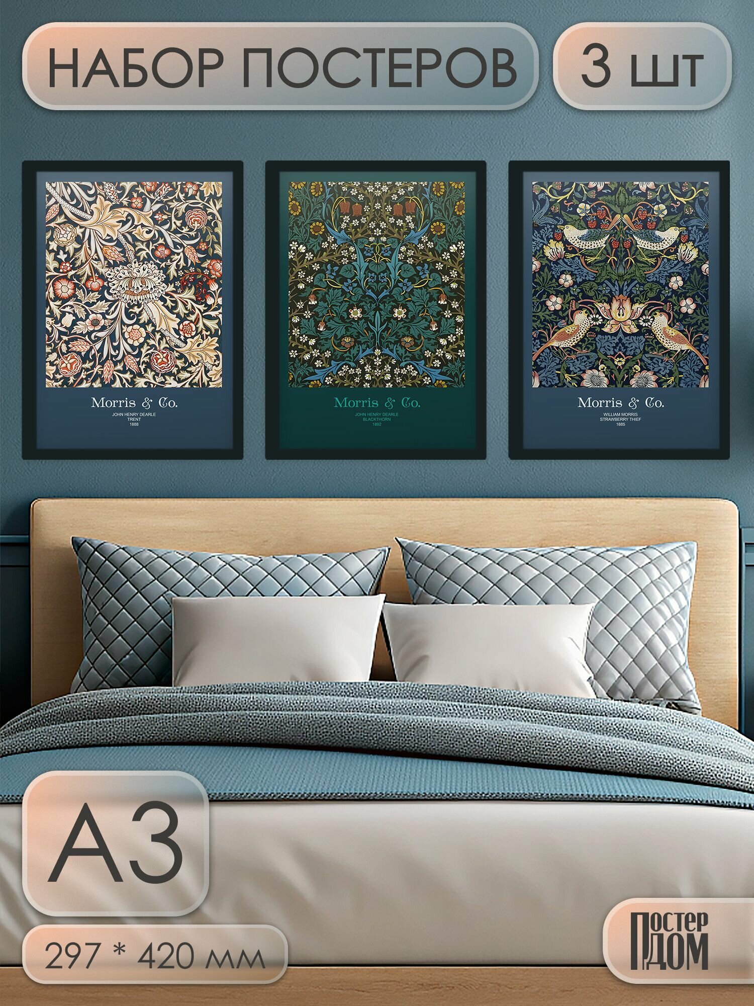 Постеры интерьерные на стену эстетика Узоры Тёмная тема