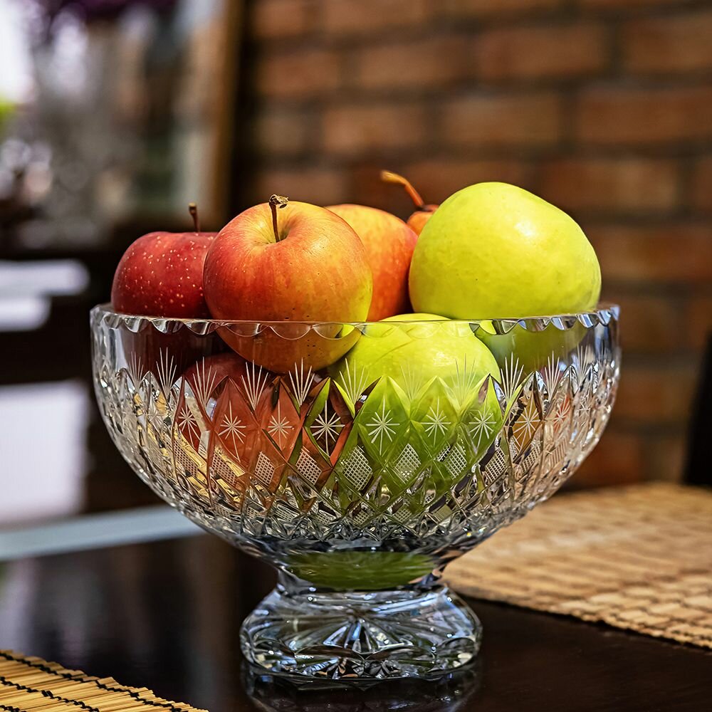 Хрустальная ваза для конфет и фруктов, для подачи и сервировки, высота 16 см диаметр 24 см. Неман 900/103, 6035/1