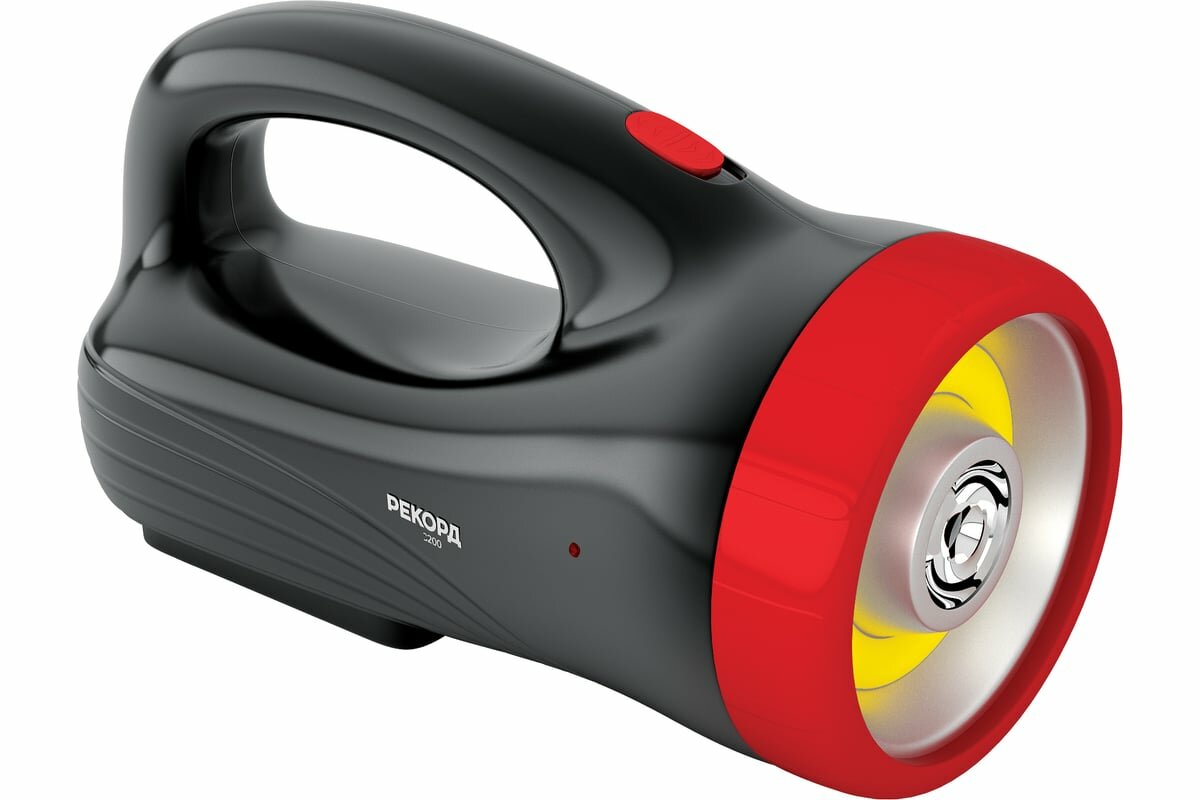 Рекорд ПВ-3200 аккумуляторный светодиодный фонарь-прожектор черный для кемпинга и охоты