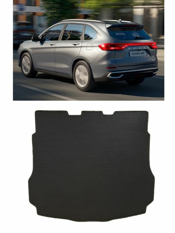 Ева коврик для HAVAL M6 багажник 2021 -/ цвет Черный c черной окантовкой. Фактура - ромб